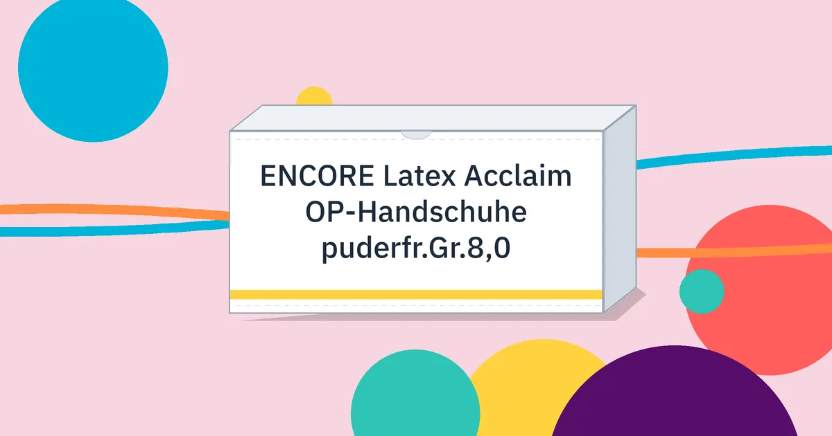 Symbolbild: Packung mit der Aufschrift ENCORE Latex Acclaim OP-Handschuhe puderfr.Gr.8,0 (PZN 13164418) – Verfügbarkeit und Bezug in Apotheken in Frankfurt am Main