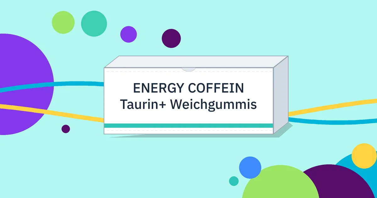 Symbolbild: Packung mit der Aufschrift ENERGY COFFEIN Taurin+ Weichgummis (PZN 18758772) – Verfügbarkeit und Bezug in Apotheken in Frankfurt am Main
