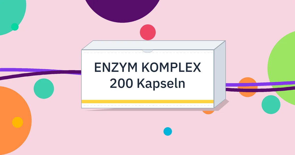 Symbolbild: Packung mit der Aufschrift ENZYM KOMPLEX 200 Kapseln (PZN 02480518) – Verfügbarkeit und Bezug in Apotheken in Frankfurt am Main