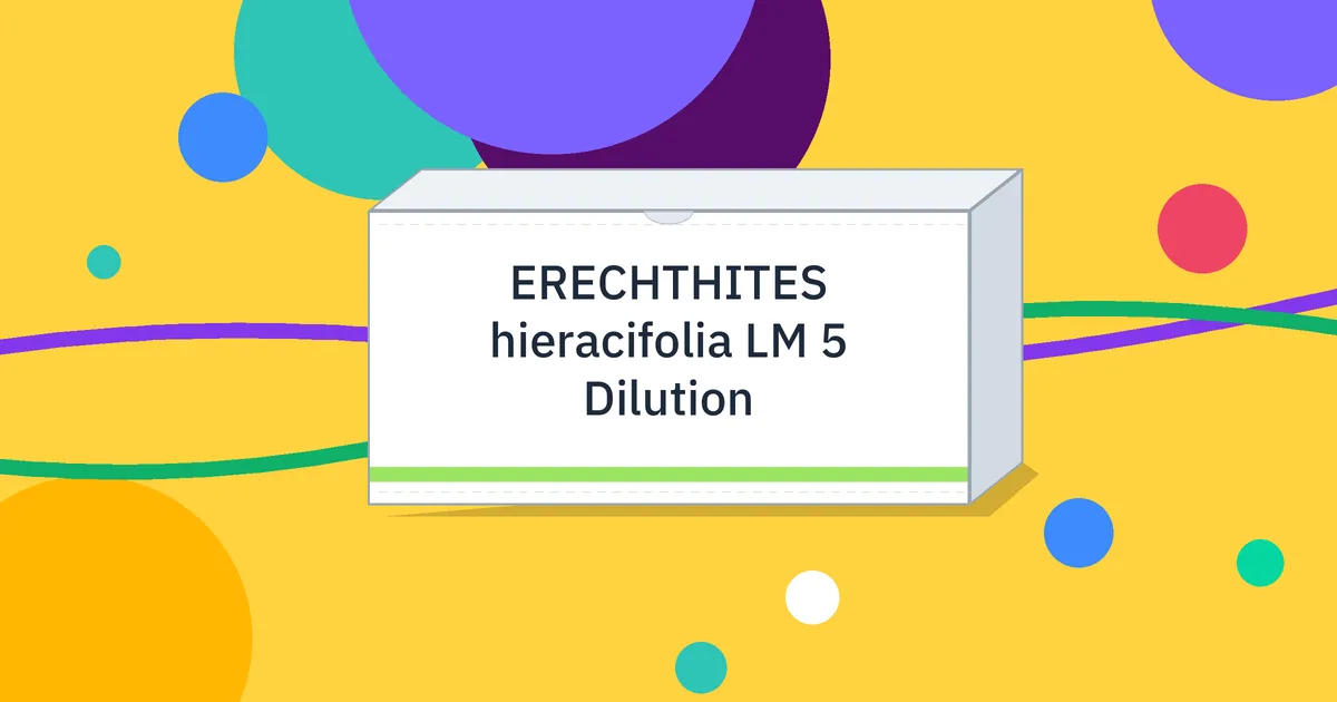 Symbolbild: Packung mit der Aufschrift ERECHTHITES hieracifolia LM 5 Dilution (PZN 13474260) – Verfügbarkeit und Bezug in Apotheken in Frankfurt am Main