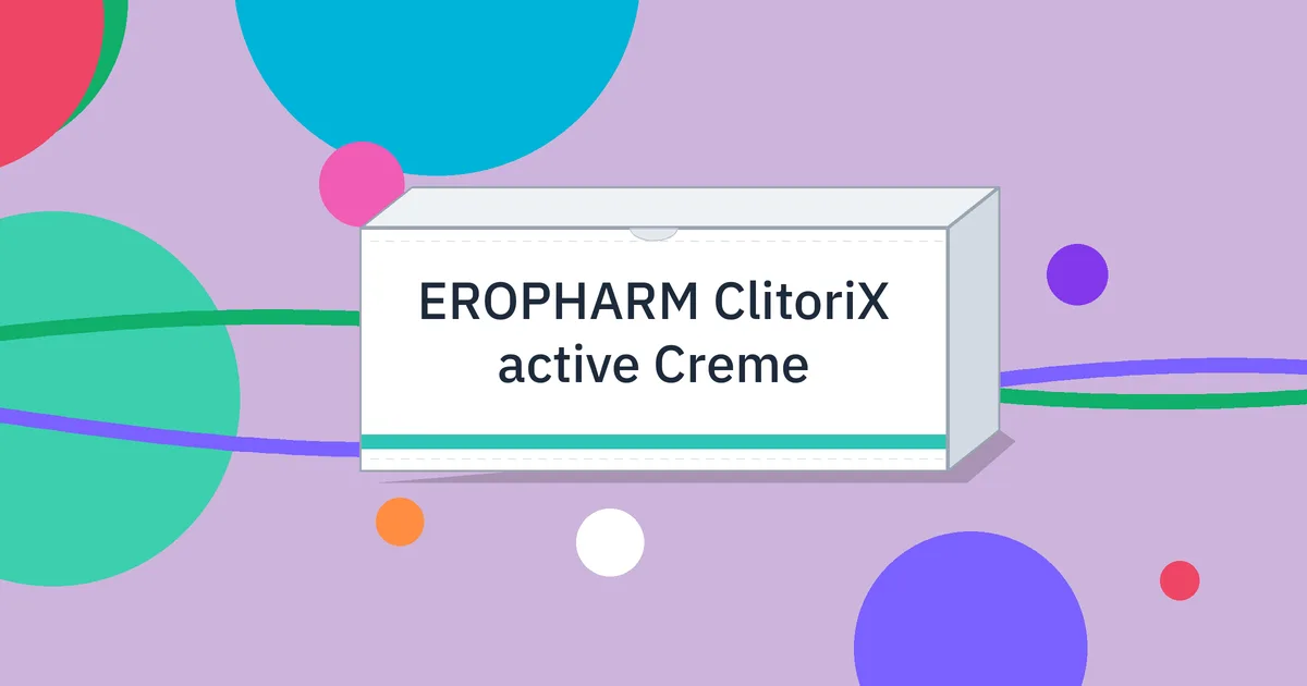 Symbolbild: Packung mit der Aufschrift EROPHARM ClitoriX active Creme (PZN 03775368) – Verfügbarkeit und Bezug in Apotheken in Frankfurt am Main