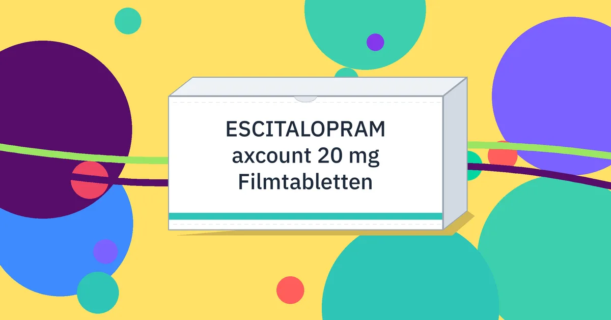 Symbolbild: Packung mit der Aufschrift ESCITALOPRAM axcount 20 mg Filmtabletten (PZN 19237905) – Verfügbarkeit und Bezug in Apotheken in Frankfurt am Main