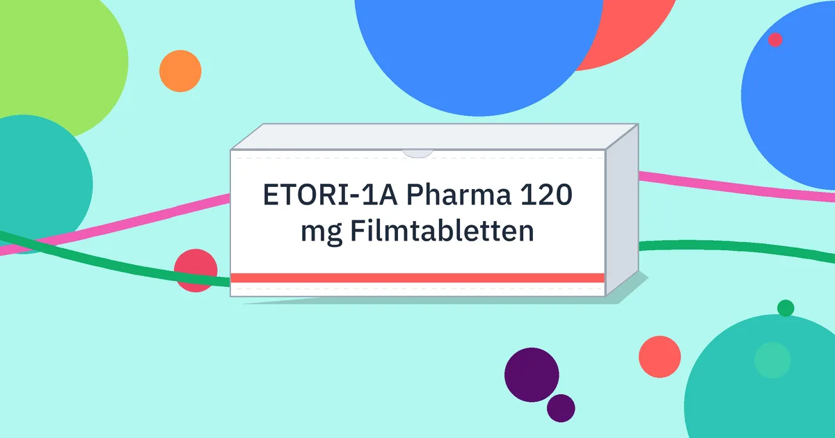 Symbolbild: Packung mit der Aufschrift ETORI-1A Pharma 120 mg Filmtabletten (PZN 12422284) – Verfügbarkeit und Bezug in Apotheken in Frankfurt am Main