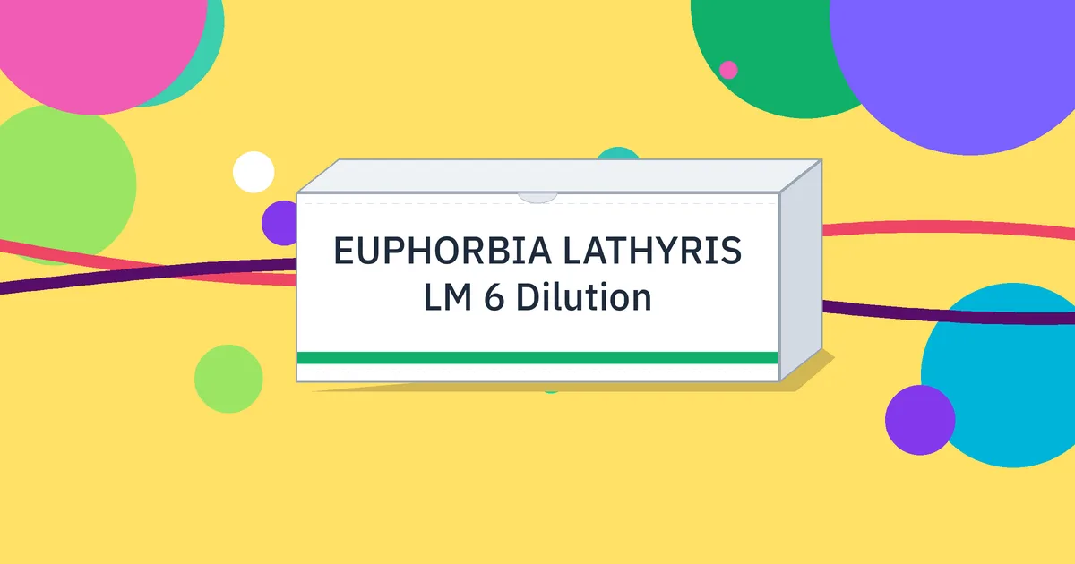 Symbolbild: Packung mit der Aufschrift EUPHORBIA LATHYRIS LM 6 Dilution (PZN 13482236) – Verfügbarkeit und Bezug in Apotheken in Frankfurt am Main