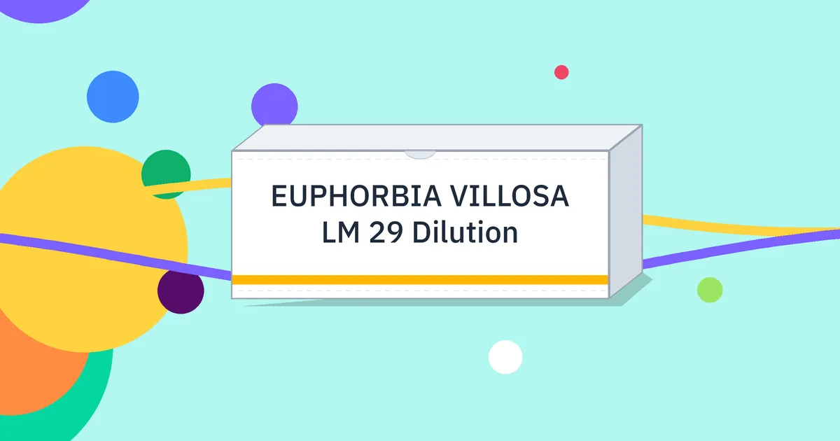 Symbolbild: Packung mit der Aufschrift EUPHORBIA VILLOSA LM 29 Dilution (PZN 13482934) – Verfügbarkeit und Bezug in Apotheken in Frankfurt am Main