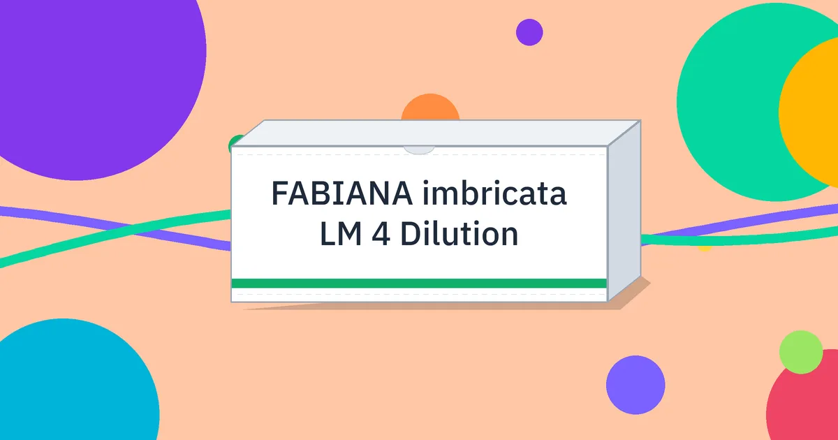 Symbolbild: Packung mit der Aufschrift FABIANA imbricata LM 4 Dilution (PZN 13485453) – Verfügbarkeit und Bezug in Apotheken in Frankfurt am Main