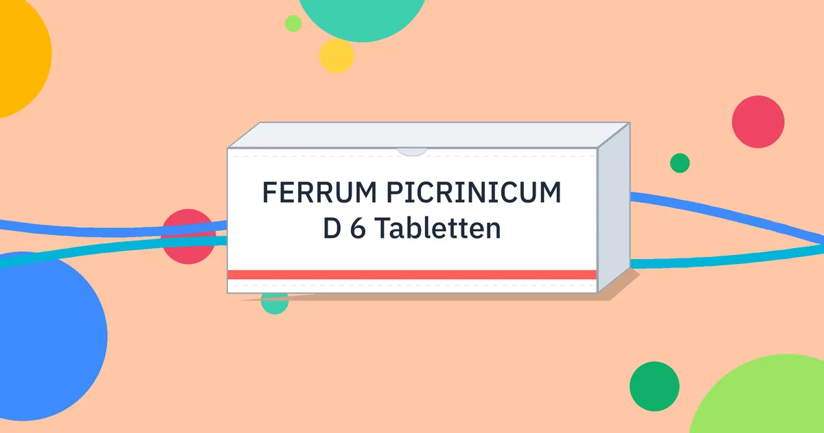 Symbolbild: Packung mit der Aufschrift FERRUM PICRINICUM D 6 Tabletten (PZN 02116882) – Verfügbarkeit und Bezug in Apotheken in Frankfurt am Main