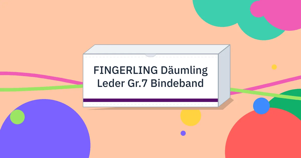 Symbolbild: Packung mit der Aufschrift FINGERLING Däumling Leder Gr.7 Bindeband (PZN 01726851) – Verfügbarkeit und Bezug in Apotheken in Frankfurt am Main