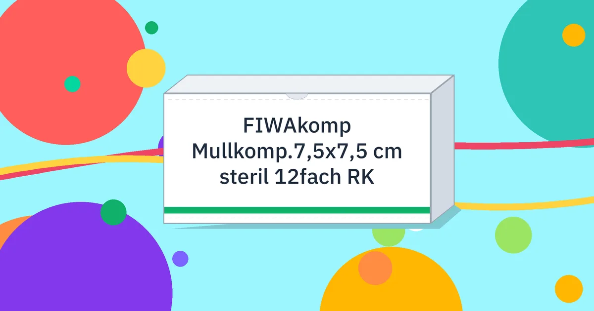 Symbolbild: Packung mit der Aufschrift FIWAkomp Mullkomp.7,5x7,5 cm steril 12fach RK (PZN 11518214) – Verfügbarkeit und Bezug in Apotheken in Frankfurt am Main
