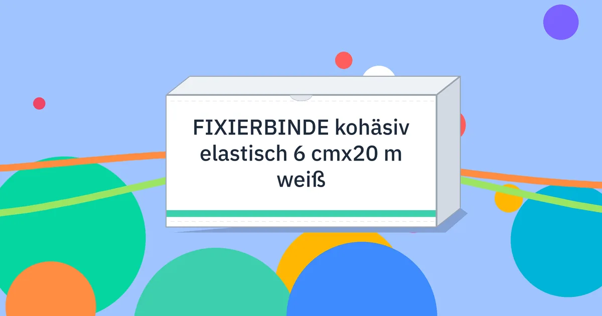 Symbolbild: Packung mit der Aufschrift FIXIERBINDE kohäsiv elastisch 6 cmx20 m weiß (PZN 04807136) – Verfügbarkeit und Bezug in Apotheken in Frankfurt am Main