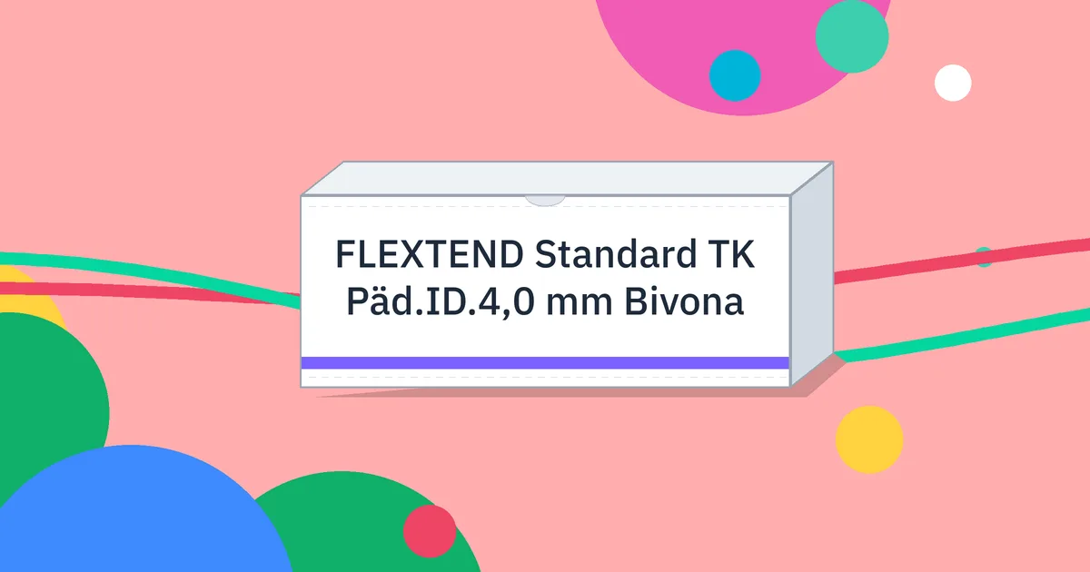 Symbolbild: Packung mit der Aufschrift FLEXTEND Standard TK Päd.ID.4,0 mm Bivona (PZN 02250184) – Verfügbarkeit und Bezug in Apotheken in Frankfurt am Main