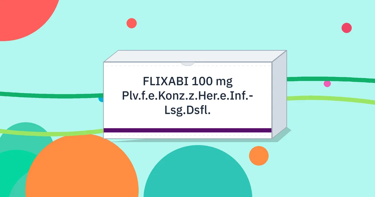 Symbolbild: Packung mit der Aufschrift FLIXABI 100 mg Plv.f.e.Konz.z.Her.e.Inf.-Lsg.Dsfl. (PZN 15613441) – Verfügbarkeit und Bezug in Apotheken in Frankfurt am Main