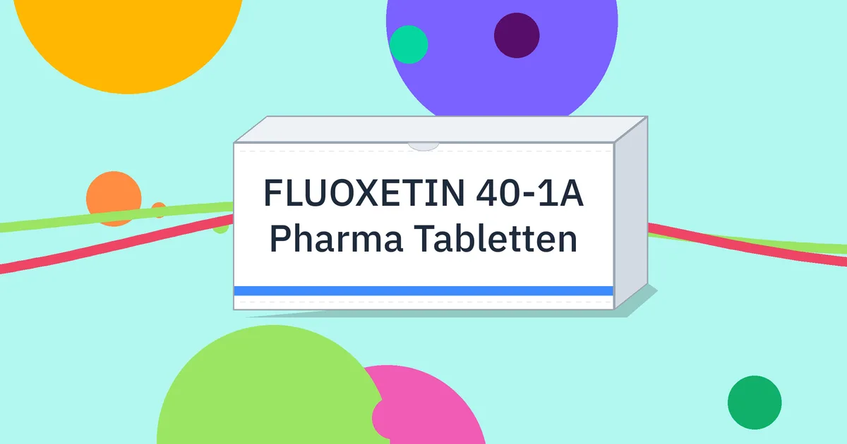 Symbolbild: Packung mit der Aufschrift FLUOXETIN 40-1A Pharma Tabletten (PZN 04834417) – Verfügbarkeit und Bezug in Apotheken in Frankfurt am Main