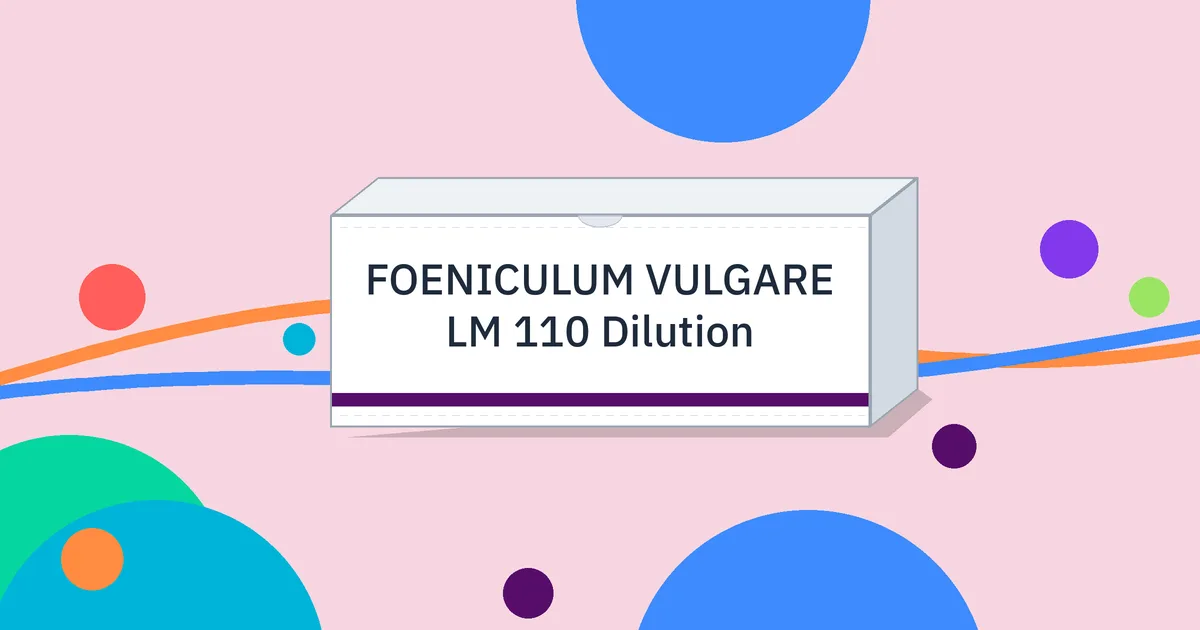 Symbolbild: Packung mit der Aufschrift FOENICULUM VULGARE LM 110 Dilution (PZN 13490023) – Verfügbarkeit und Bezug in Apotheken in Frankfurt am Main