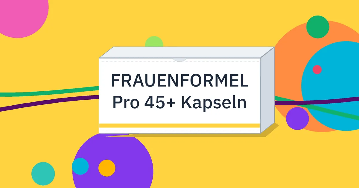 Symbolbild: Packung mit der Aufschrift FRAUENFORMEL Pro 45+ Kapseln (PZN 17965150) – Verfügbarkeit und Bezug in Apotheken in Frankfurt am Main