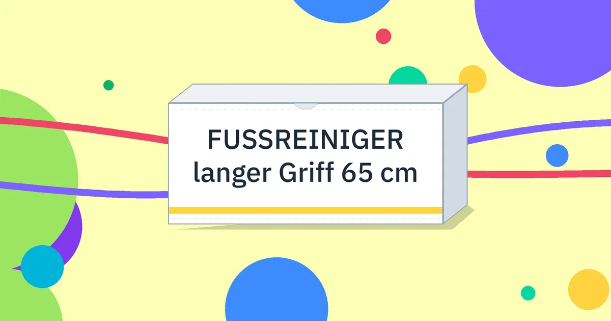 Symbolbild: Packung mit der Aufschrift FUSSREINIGER langer Griff 65 cm (PZN 08457472) – Verfügbarkeit und Bezug in Apotheken in Frankfurt am Main