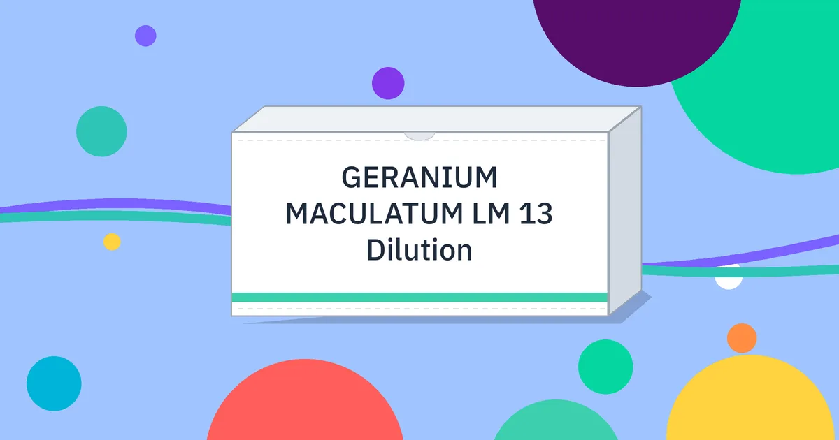 Symbolbild: Packung mit der Aufschrift GERANIUM MACULATUM LM 13 Dilution (PZN 12876683) – Verfügbarkeit und Bezug in Apotheken in Frankfurt am Main