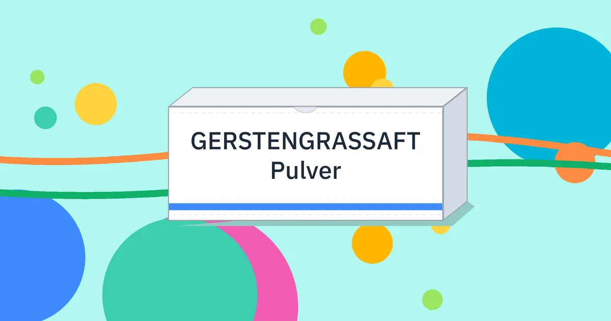 Symbolbild: Packung mit der Aufschrift GERSTENGRASSAFT Pulver (PZN 16333873) – Verfügbarkeit und Bezug in Apotheken in Frankfurt am Main