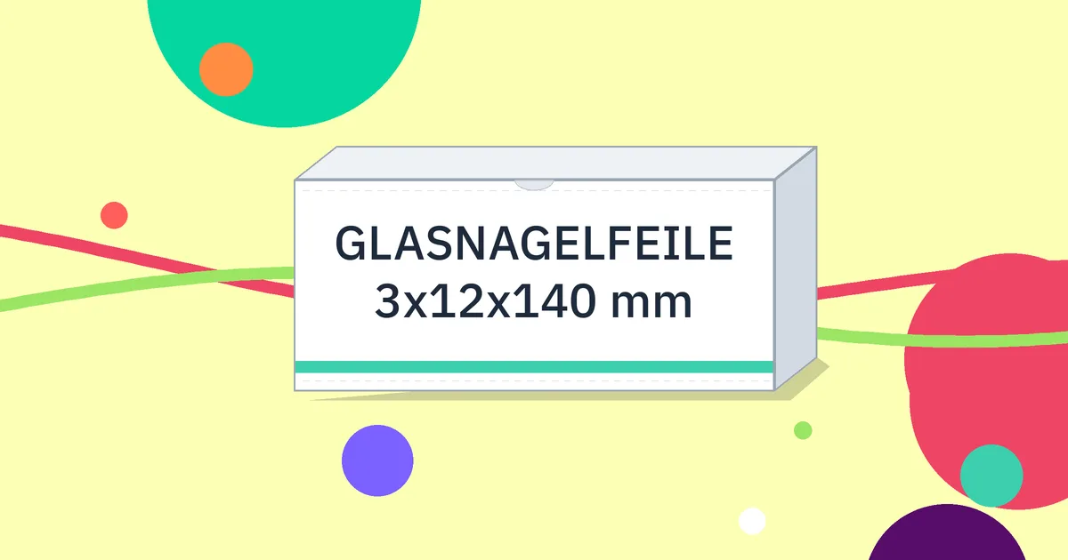 Symbolbild: Packung mit der Aufschrift GLASNAGELFEILE 3x12x140 mm (PZN 09755243) – Verfügbarkeit und Bezug in Apotheken in Frankfurt am Main