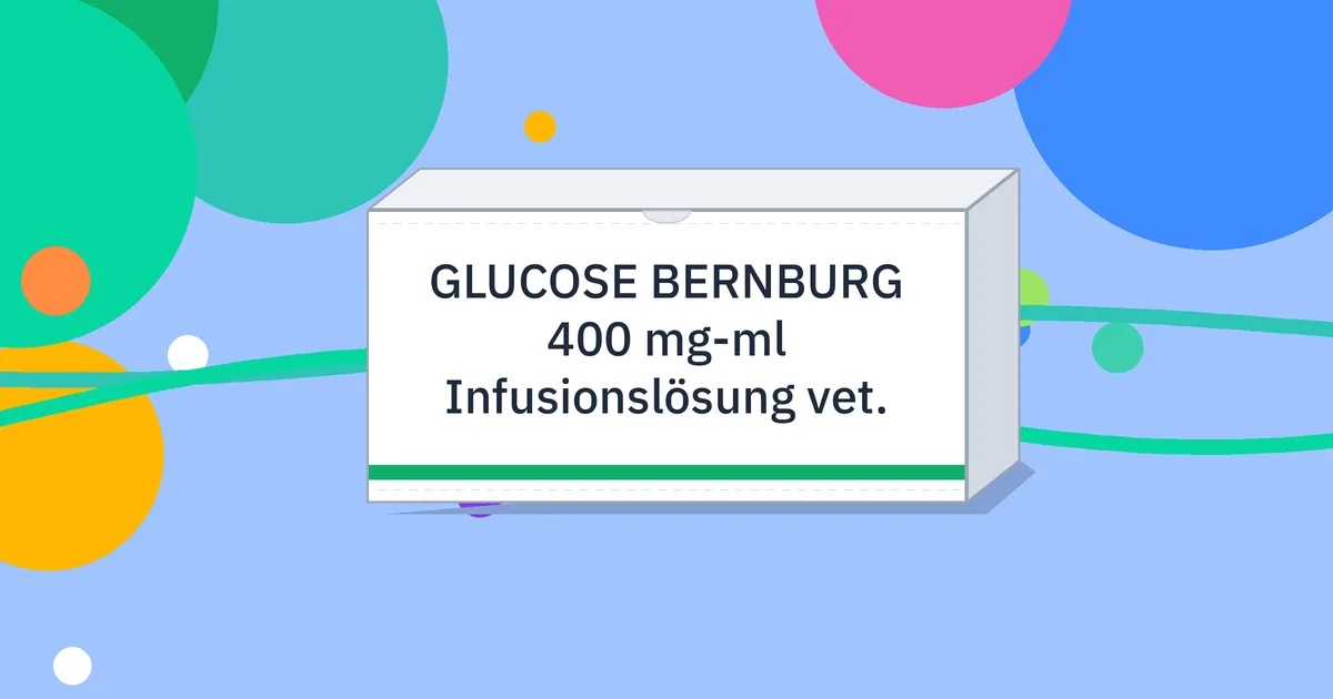 Symbolbild: Packung mit der Aufschrift GLUCOSE BERNBURG 400 mg-ml Infusionslösung vet. (PZN 20186461) – Verfügbarkeit und Bezug in Apotheken in Frankfurt am Main