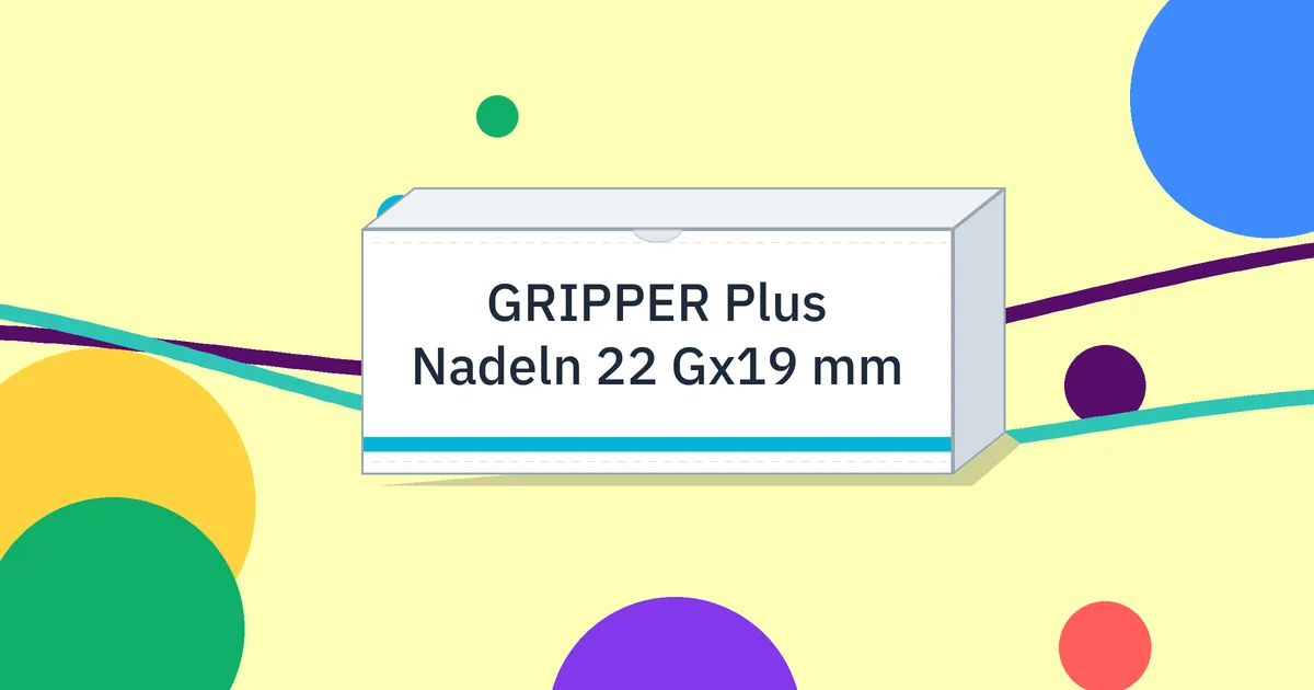 Symbolbild: Packung mit der Aufschrift GRIPPER Plus Nadeln 22 Gx19 mm (PZN 01134889) – Verfügbarkeit und Bezug in Apotheken in Frankfurt am Main