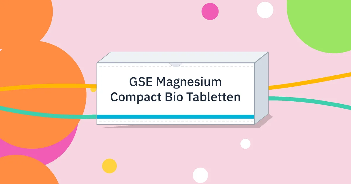 Symbolbild: Packung mit der Aufschrift GSE Magnesium Compact Bio Tabletten (PZN 12477440) – Verfügbarkeit und Bezug in Apotheken in Frankfurt am Main