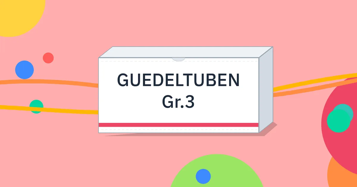 Symbolbild: Packung mit der Aufschrift GUEDELTUBEN Gr.3 (PZN 07701645) – Verfügbarkeit und Bezug in Apotheken in Frankfurt am Main