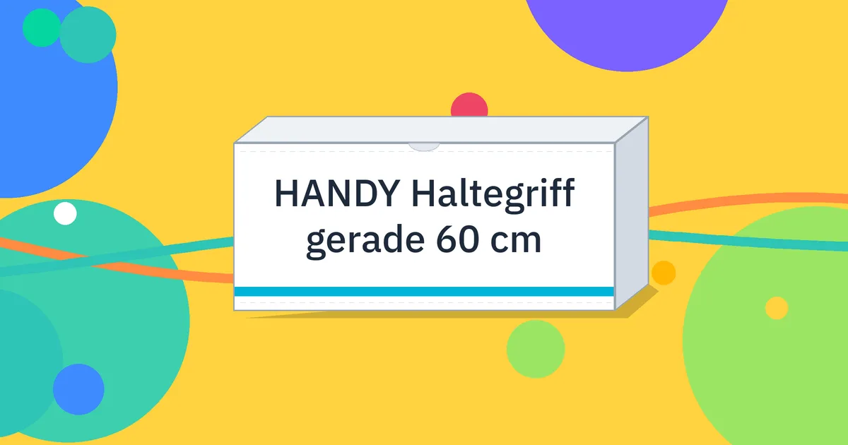 Symbolbild: Packung mit der Aufschrift HANDY Haltegriff gerade 60 cm (PZN 07738476) – Verfügbarkeit und Bezug in Apotheken in Frankfurt am Main