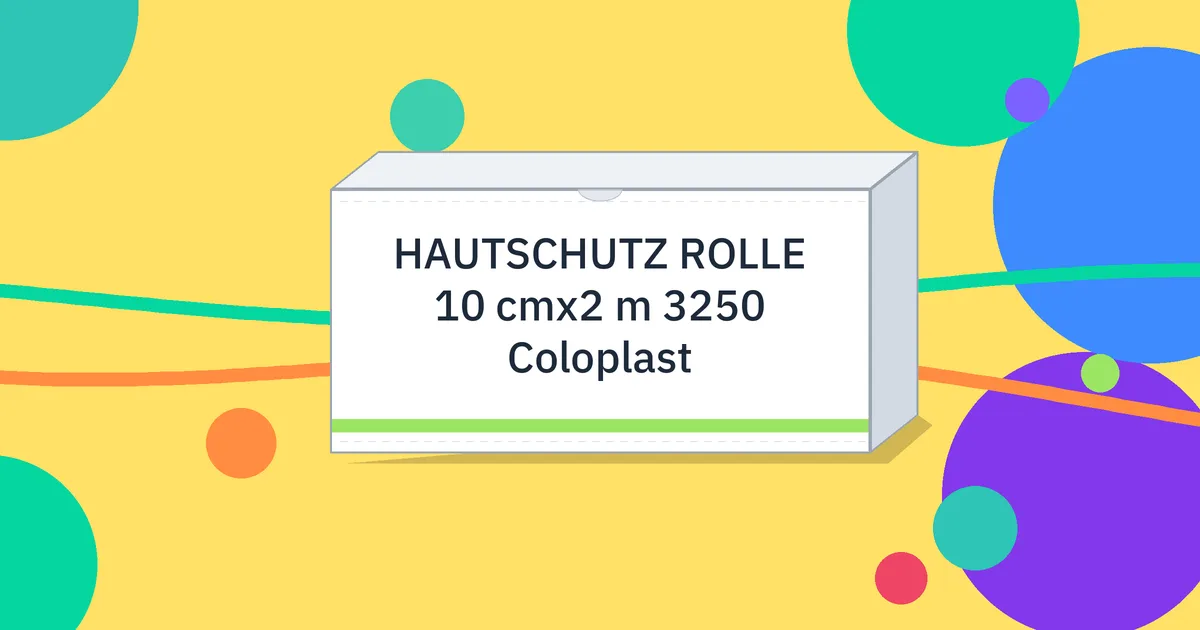Symbolbild: Packung mit der Aufschrift HAUTSCHUTZ ROLLE 10 cmx2 m 3250 Coloplast (PZN 09677980) – Verfügbarkeit und Bezug in Apotheken in Frankfurt am Main