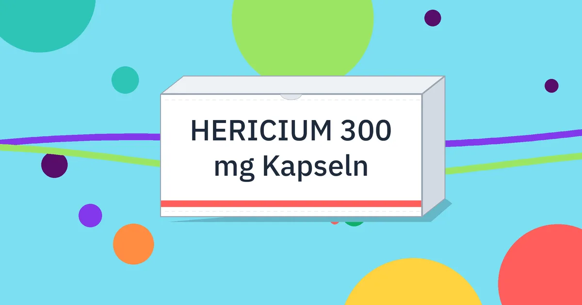 Symbolbild: Packung mit der Aufschrift HERICIUM 300 mg Kapseln (PZN 06325192) – Verfügbarkeit und Bezug in Apotheken in Frankfurt am Main
