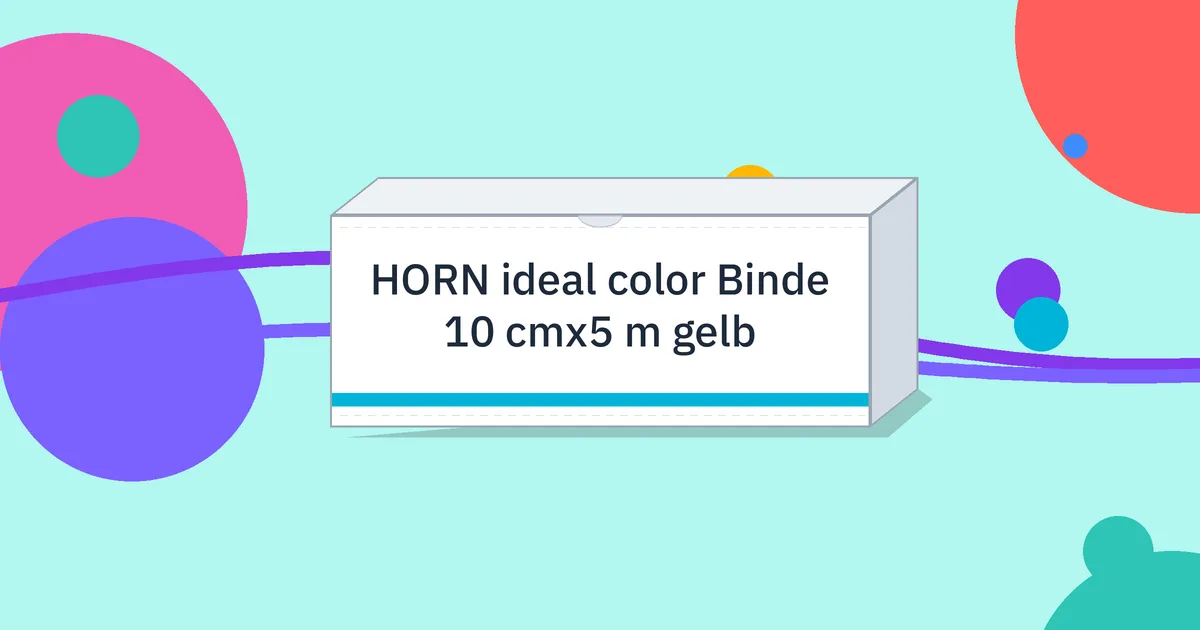 Symbolbild: Packung mit der Aufschrift HORN ideal color Binde 10 cmx5 m gelb (PZN 04589366) – Verfügbarkeit und Bezug in Apotheken in Frankfurt am Main
