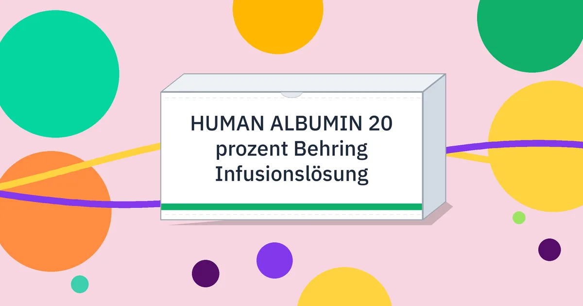 Symbolbild: Packung mit der Aufschrift HUMAN ALBUMIN 20 prozent Behring Infusionslösung (PZN 00504775) – Verfügbarkeit und Bezug in Apotheken in Frankfurt am Main