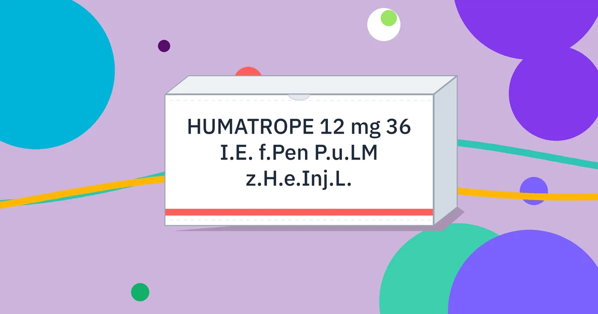 Symbolbild: Packung mit der Aufschrift HUMATROPE 12 mg 36 I.E. f.Pen P.u.LM z.H.e.Inj.L. (PZN 17308340) – Verfügbarkeit und Bezug in Apotheken in Frankfurt am Main