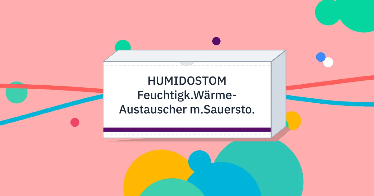 Symbolbild: Packung mit der Aufschrift HUMIDOSTOM Feuchtigk.Wärme-Austauscher m.Sauersto. (PZN 12371210) – Verfügbarkeit und Bezug in Apotheken in Frankfurt am Main