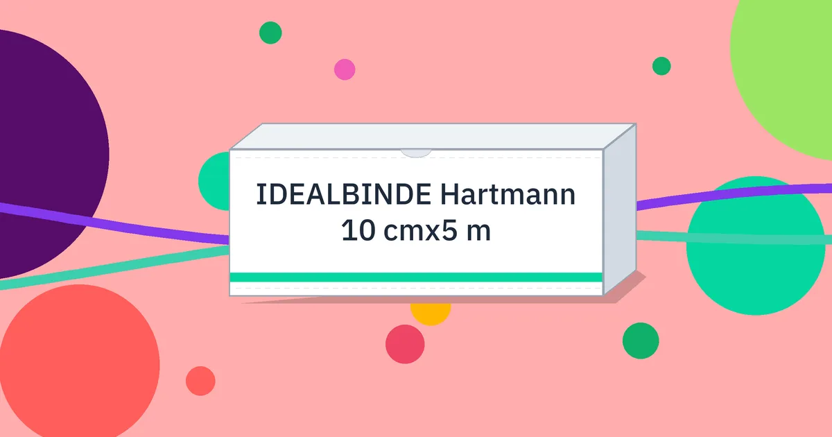 Symbolbild: Packung mit der Aufschrift IDEALBINDE Hartmann 10 cmx5 m (PZN 19900752) – Verfügbarkeit und Bezug in Apotheken in Frankfurt am Main