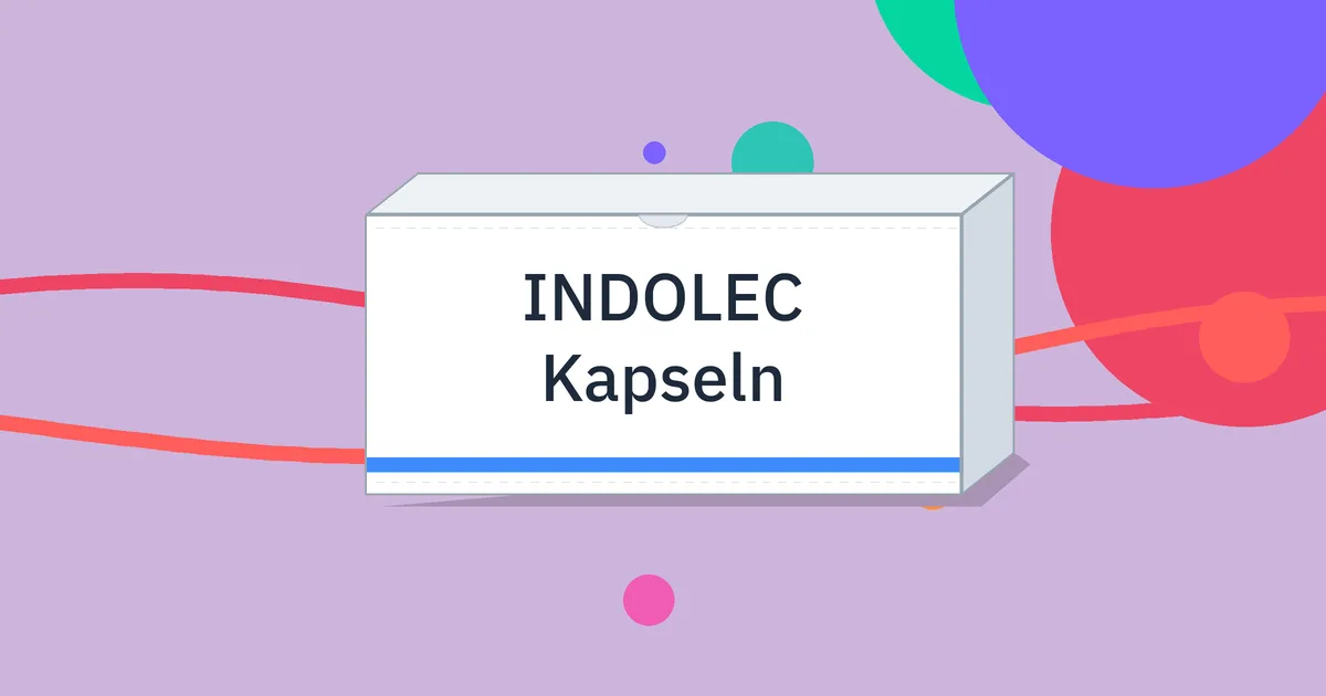 Symbolbild: Packung mit der Aufschrift INDOLEC Kapseln (PZN 07396136) – Verfügbarkeit und Bezug in Apotheken in Frankfurt am Main