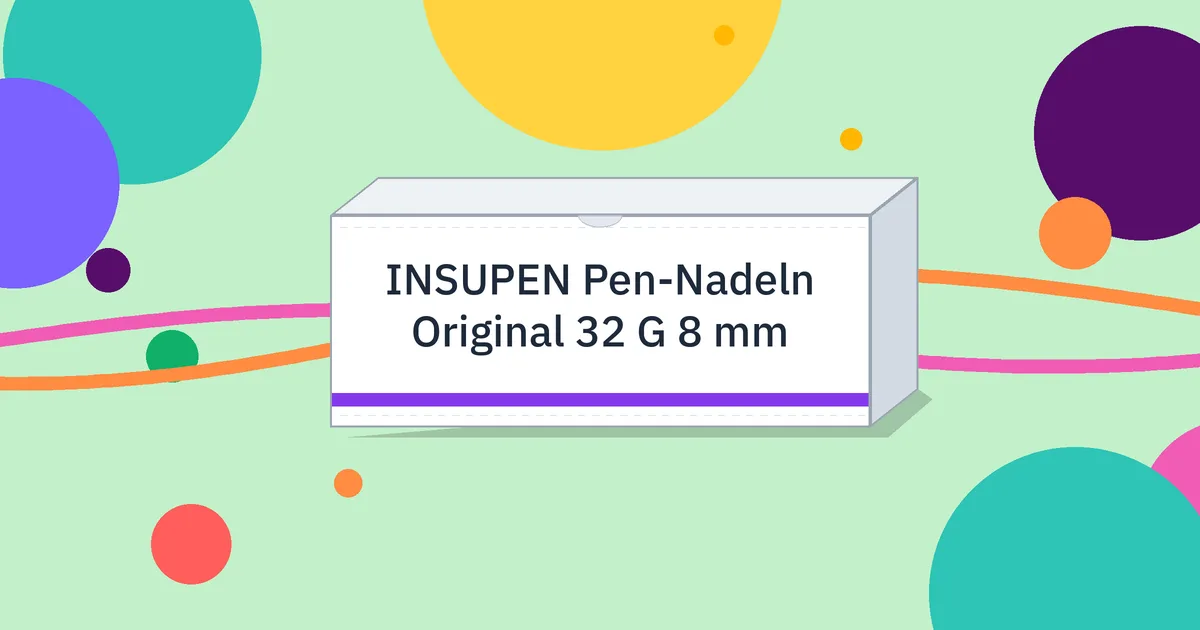 Symbolbild: Packung mit der Aufschrift INSUPEN Pen-Nadeln Original 32 G 8 mm (PZN 16795881) – Verfügbarkeit und Bezug in Apotheken in Frankfurt am Main