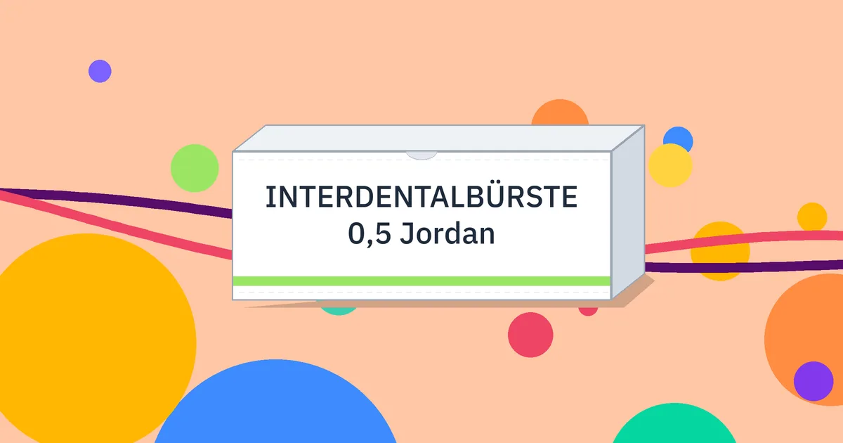 Symbolbild: Packung mit der Aufschrift INTERDENTALBÜRSTE 0,5 Jordan (PZN 07191204) – Verfügbarkeit und Bezug in Apotheken in Frankfurt am Main