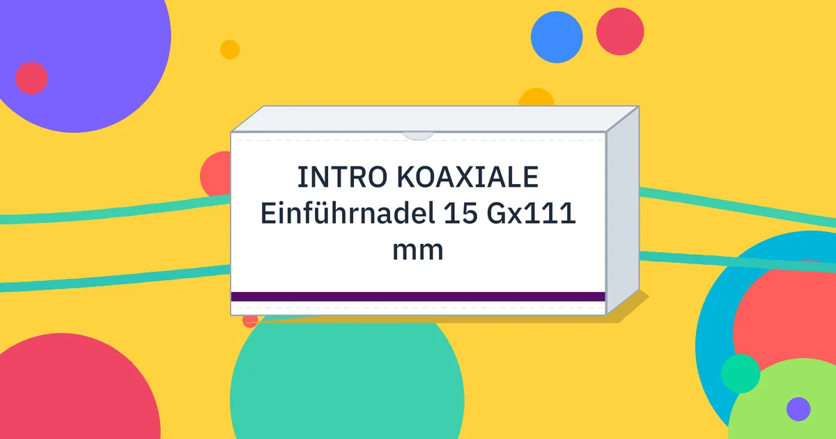 Symbolbild: Packung mit der Aufschrift INTRO KOAXIALE Einführnadel 15 Gx111 mm (PZN 19737105) – Verfügbarkeit und Bezug in Apotheken in Frankfurt am Main