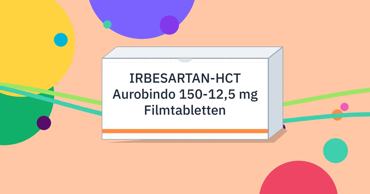 Symbolbild: Packung mit der Aufschrift IRBESARTAN-HCT Aurobindo 150-12,5 mg Filmtabletten (PZN 02815953) – Verfügbarkeit und Bezug in Apotheken in Frankfurt am Main