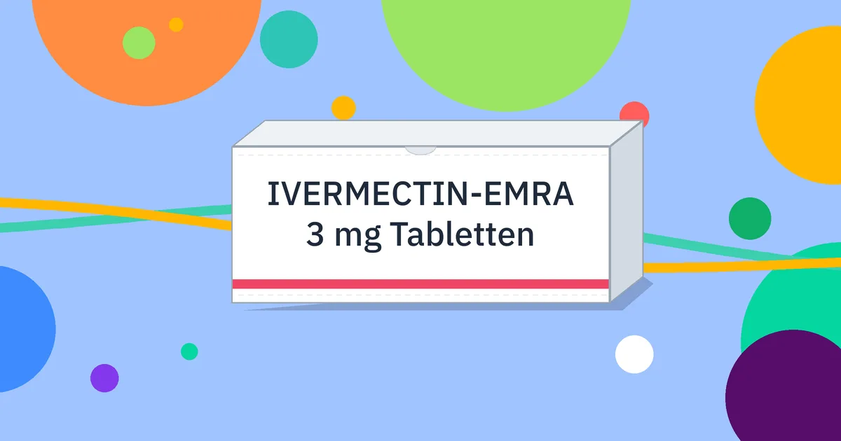 Symbolbild: Packung mit der Aufschrift IVERMECTIN-EMRA 3 mg Tabletten (PZN 18892306) – Verfügbarkeit und Bezug in Apotheken in Frankfurt am Main