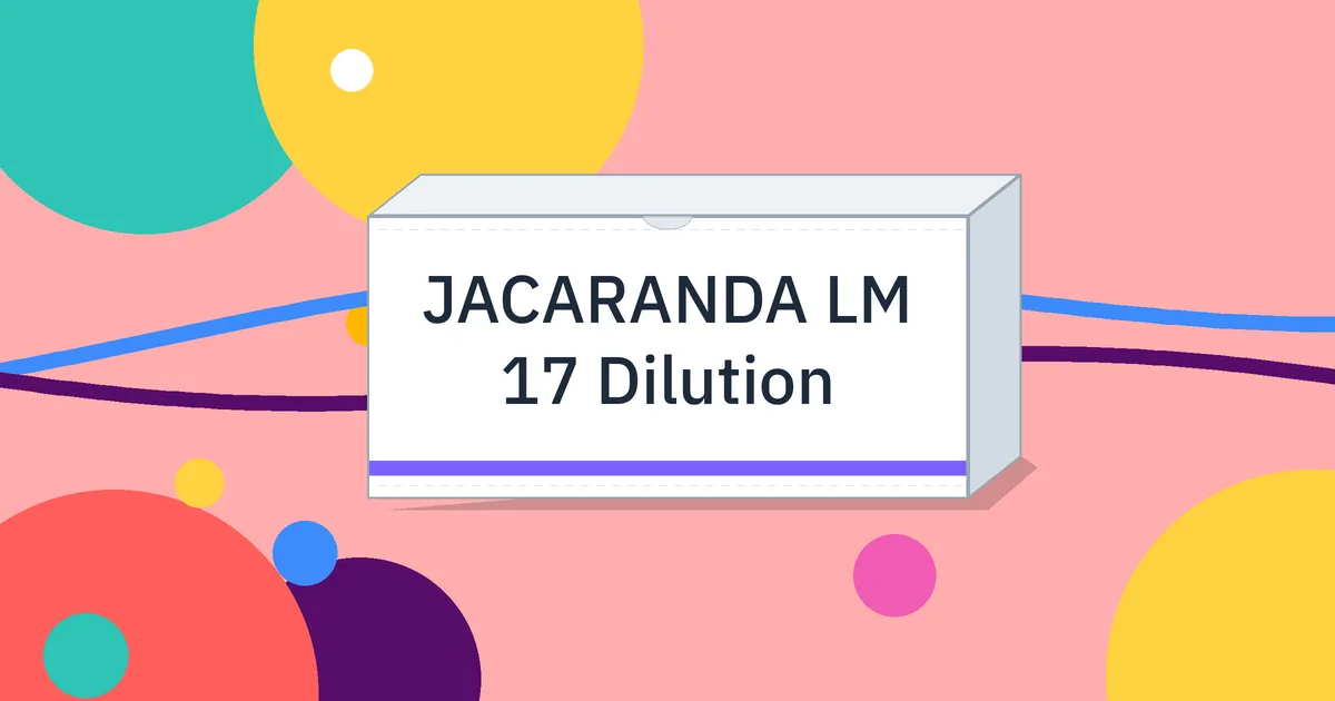 Symbolbild: Packung mit der Aufschrift JACARANDA LM 17 Dilution (PZN 13561450) – Verfügbarkeit und Bezug in Apotheken in Frankfurt am Main