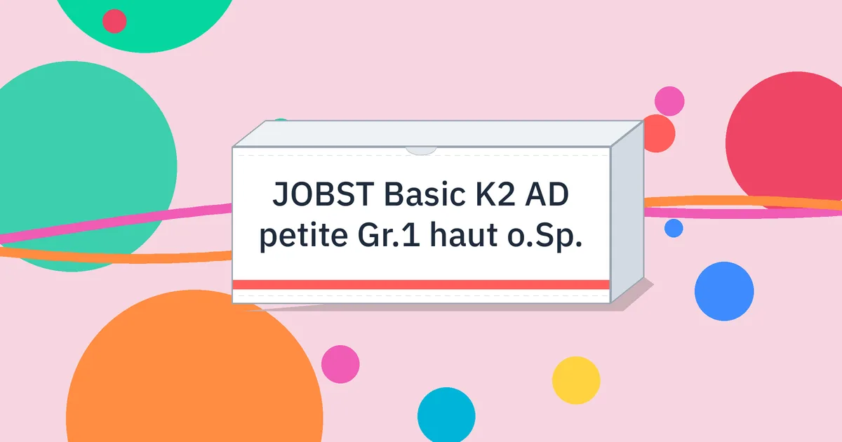 Symbolbild: Packung mit der Aufschrift JOBST Basic K2 AD petite Gr.1 haut o.Sp. (PZN 11249205) – Verfügbarkeit und Bezug in Apotheken in Frankfurt am Main