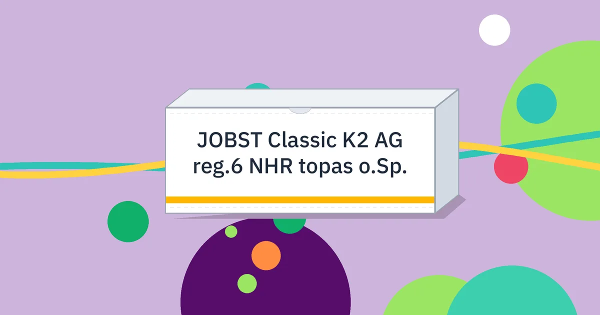 Symbolbild: Packung mit der Aufschrift JOBST Classic K2 AG reg.6 NHR topas o.Sp. (PZN 13063976) – Verfügbarkeit und Bezug in Apotheken in Frankfurt am Main