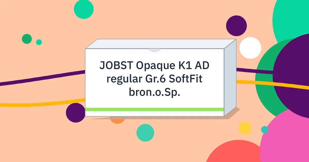 Symbolbild: Packung mit der Aufschrift JOBST Opaque K1 AD regular Gr.6 SoftFit bron.o.Sp. (PZN 13082873) – Verfügbarkeit und Bezug in Apotheken in Frankfurt am Main