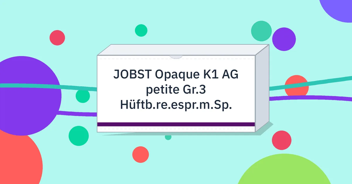 Symbolbild: Packung mit der Aufschrift JOBST Opaque K1 AG petite Gr.3 Hüftb.re.espr.m.Sp. (PZN 16273970) – Verfügbarkeit und Bezug in Apotheken in Frankfurt am Main