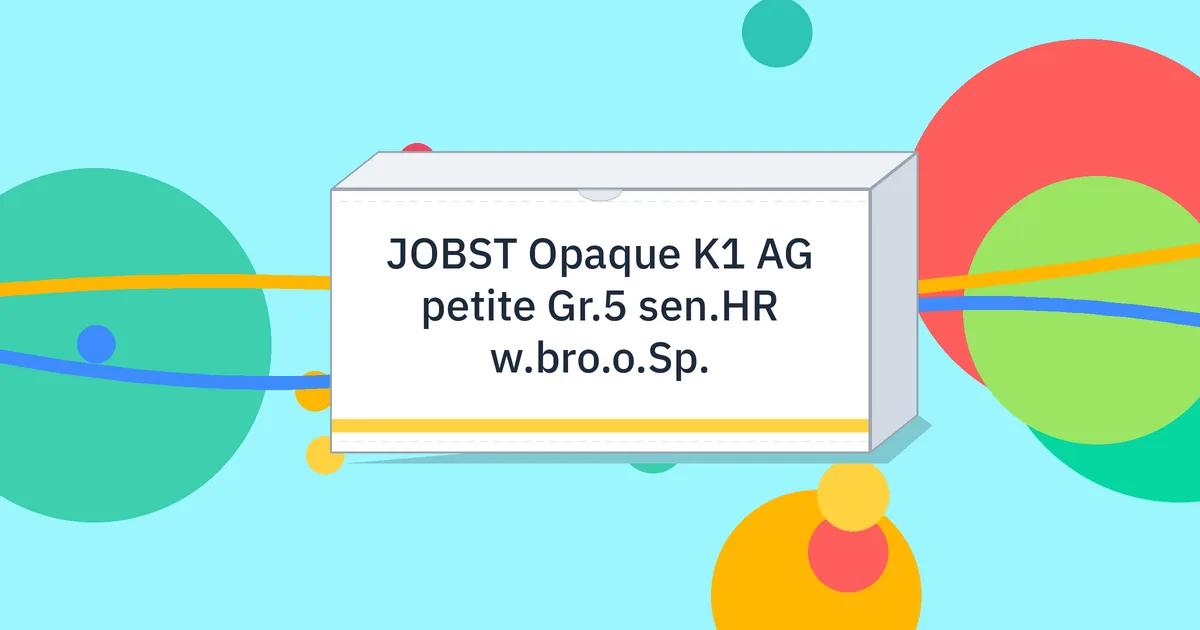 Symbolbild: Packung mit der Aufschrift JOBST Opaque K1 AG petite Gr.5 sen.HR w.bro.o.Sp. (PZN 13089154) – Verfügbarkeit und Bezug in Apotheken in Frankfurt am Main