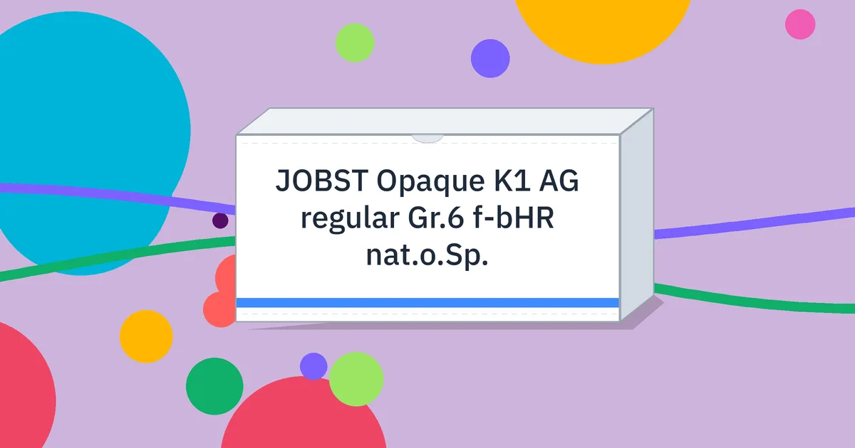 Symbolbild: Packung mit der Aufschrift JOBST Opaque K1 AG regular Gr.6 f-bHR nat.o.Sp. (PZN 13094557) – Verfügbarkeit und Bezug in Apotheken in Frankfurt am Main