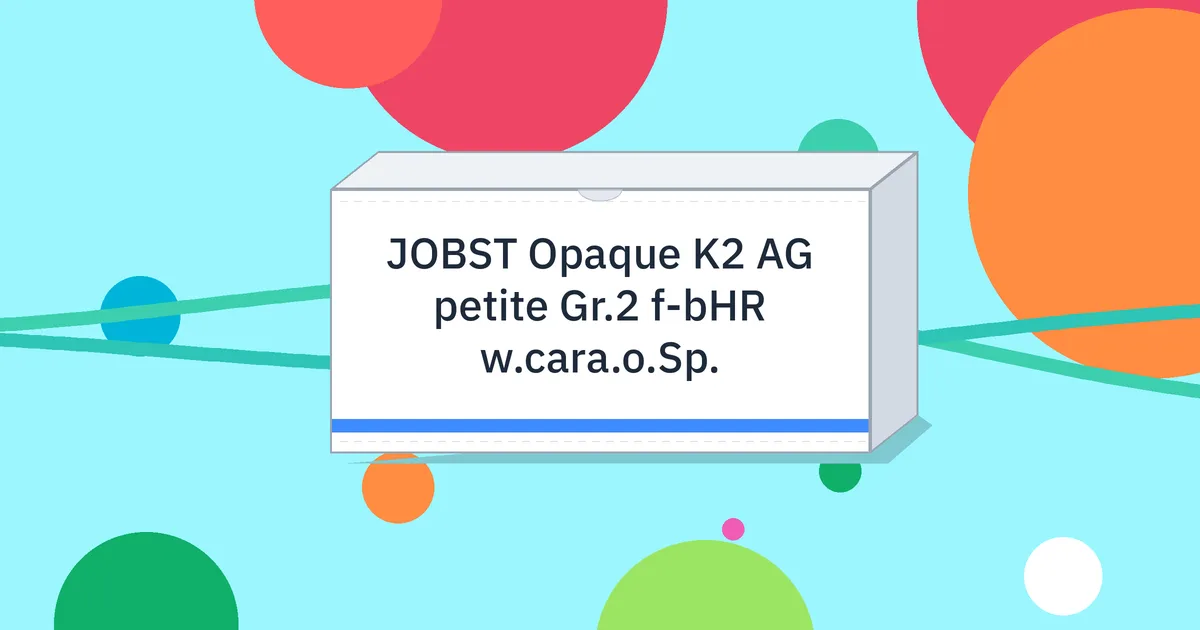 Symbolbild: Packung mit der Aufschrift JOBST Opaque K2 AG petite Gr.2 f-bHR w.cara.o.Sp. (PZN 11255275) – Verfügbarkeit und Bezug in Apotheken in Frankfurt am Main