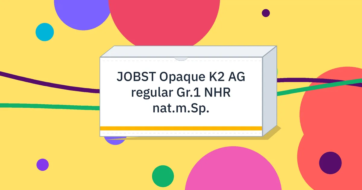 Symbolbild: Packung mit der Aufschrift JOBST Opaque K2 AG regular Gr.1 NHR nat.m.Sp. (PZN 11252727) – Verfügbarkeit und Bezug in Apotheken in Frankfurt am Main